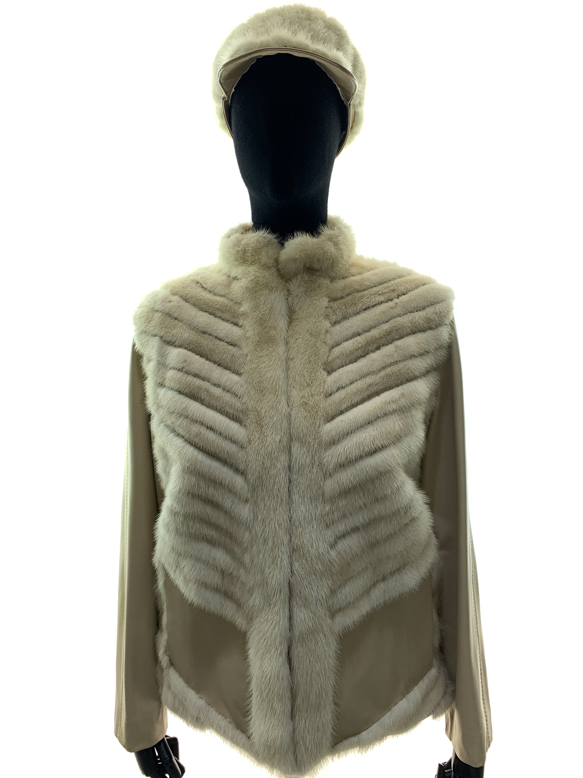 light two tone mink strips with leather pockets and sleeves - Thuli