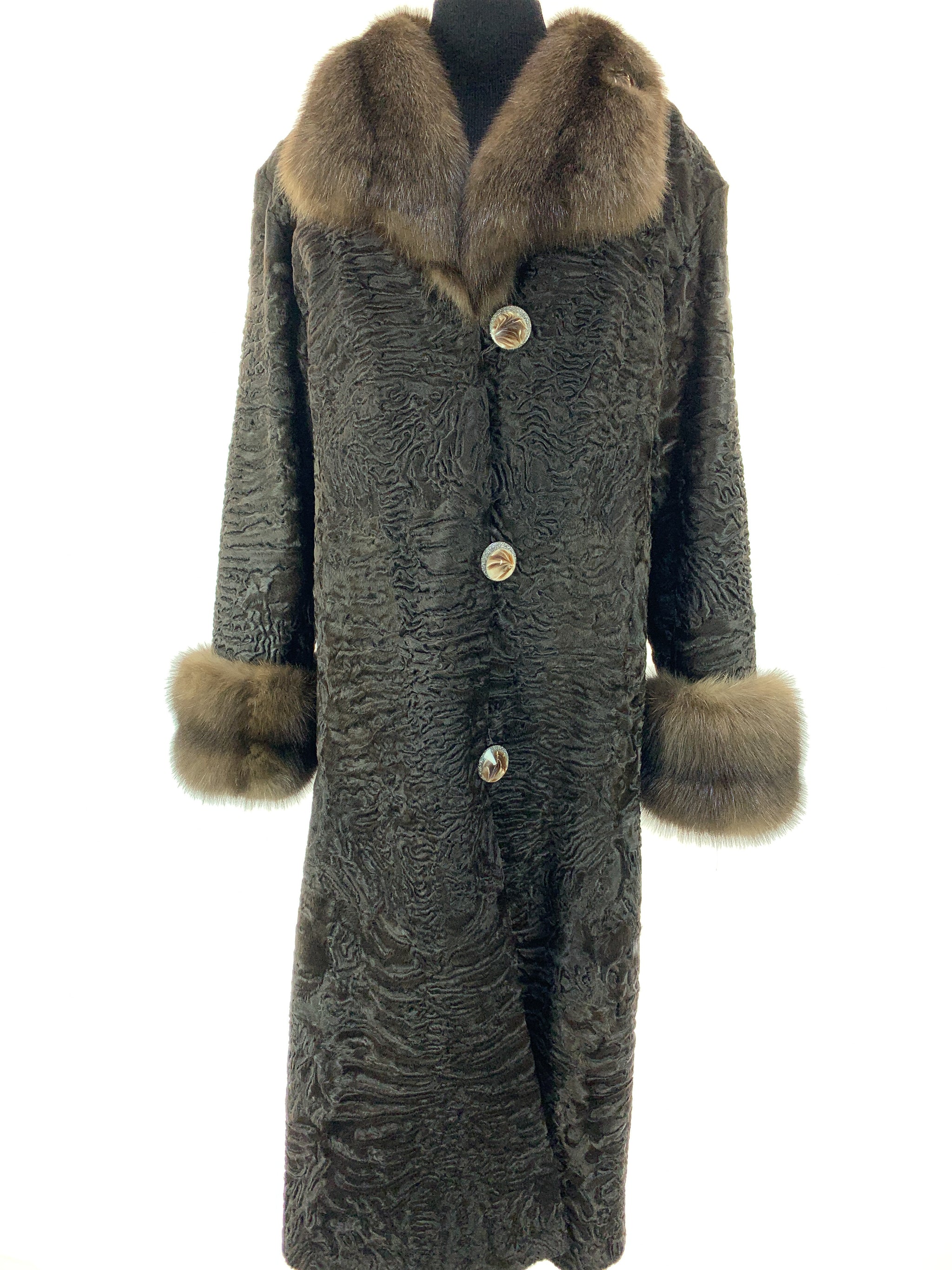 Waterproof Reversible Mocca brown Swakara with Barguzin Russian Sable